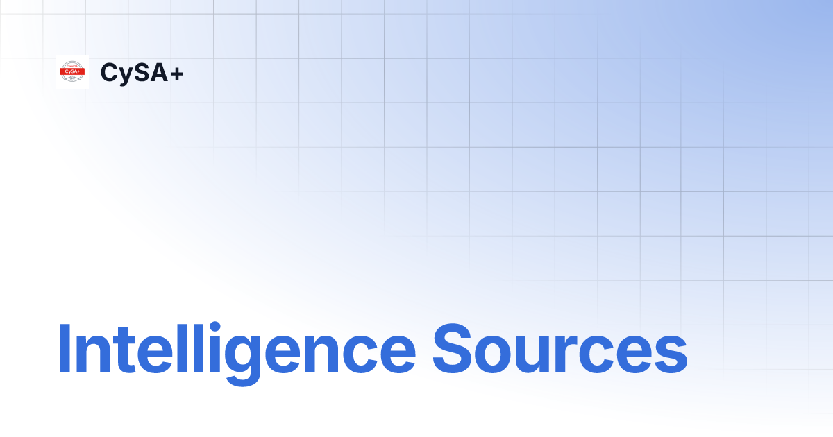 Intelligence Sources | CySA+